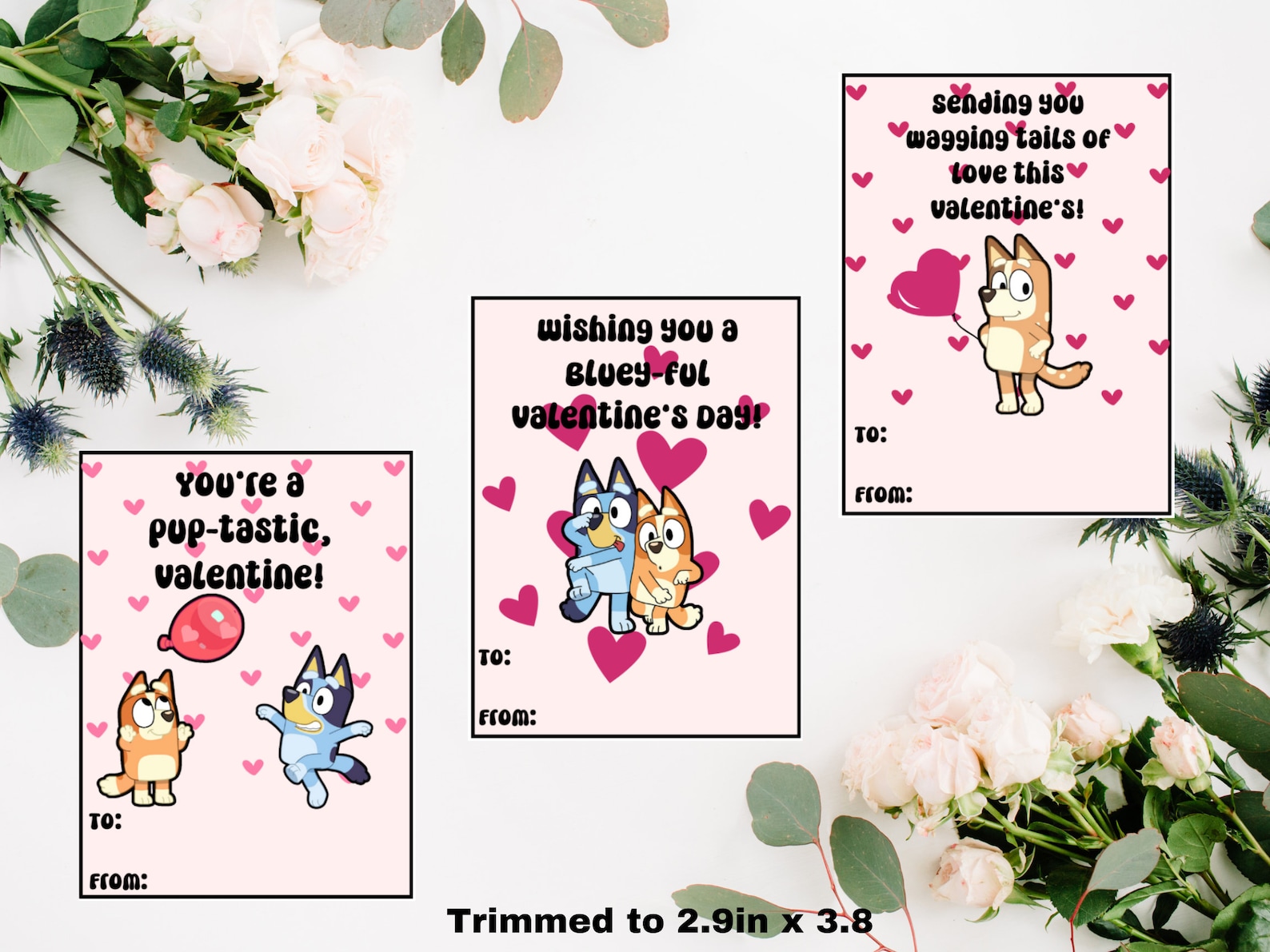 Printable Bluey Valentine Cards, Bingo Valentines Day Cards, Kids ...