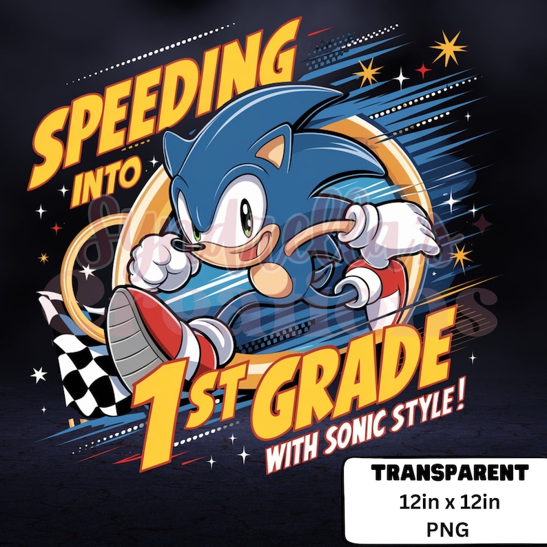 Sonic 1st Grade Shirt for Boys, Back to School Outfit PNG, Cartoon Kids ...