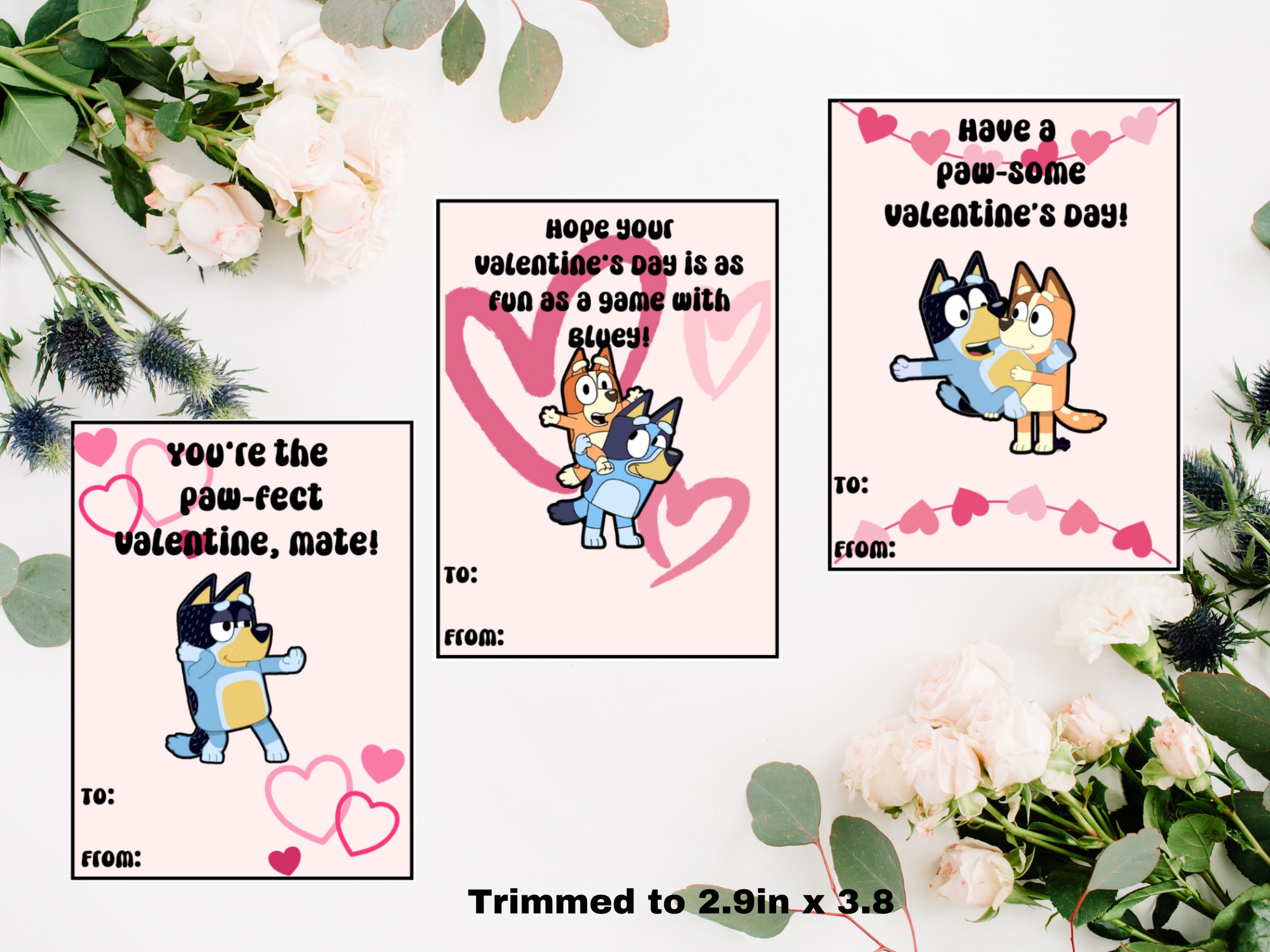 Printable Bluey Valentine Cards, Bingo Valentines Day Cards, Kids ...