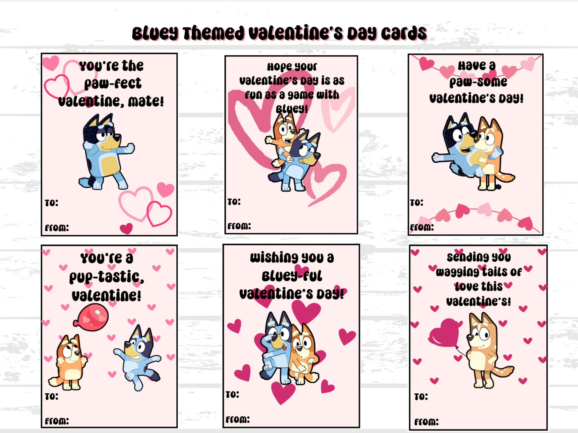 Printable Bluey Valentine Cards, Bingo Valentines Day Cards, Kids ...