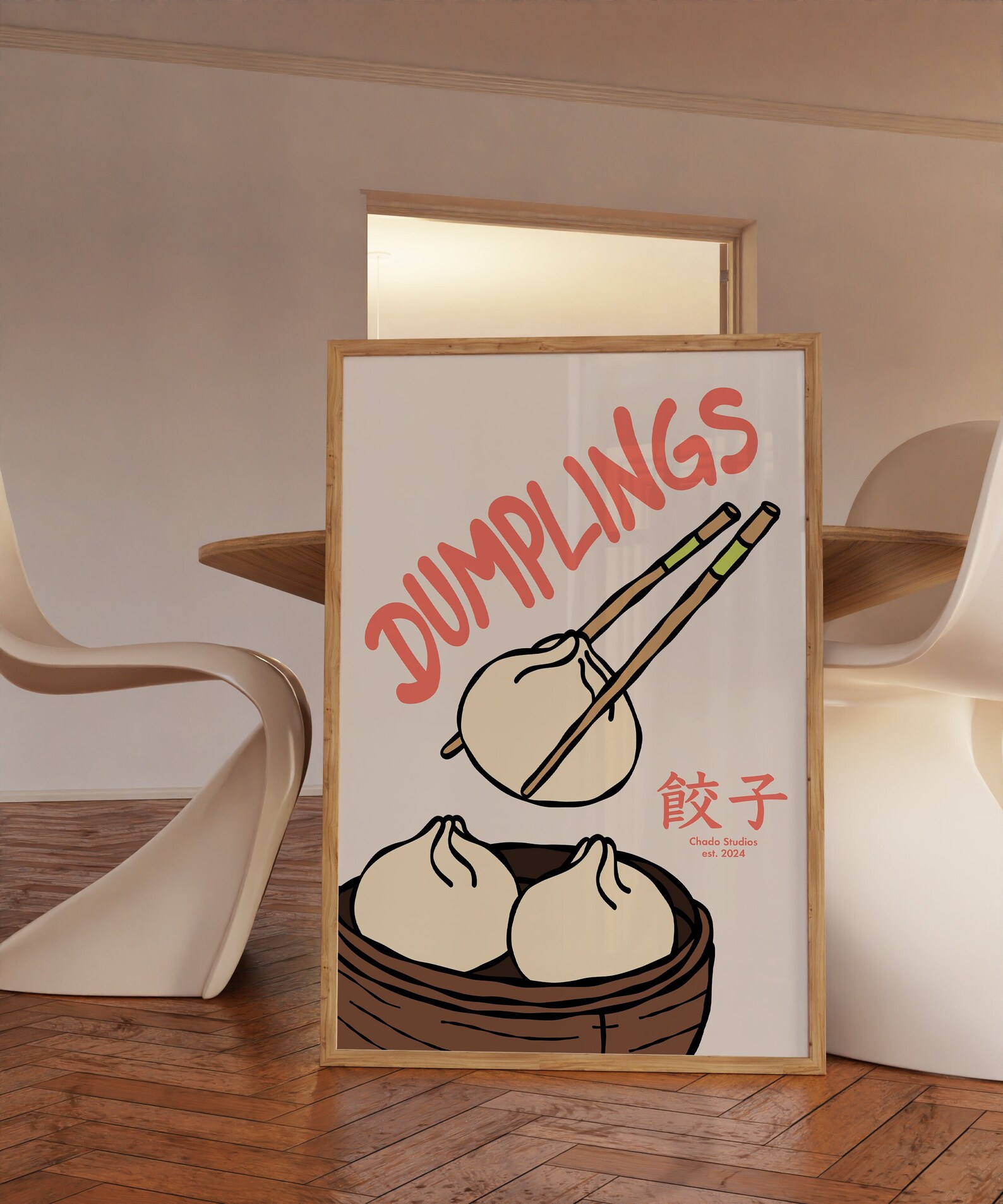 Dumplings and Gyoza Illustration Printable Kitchen Poster, Japanese ...