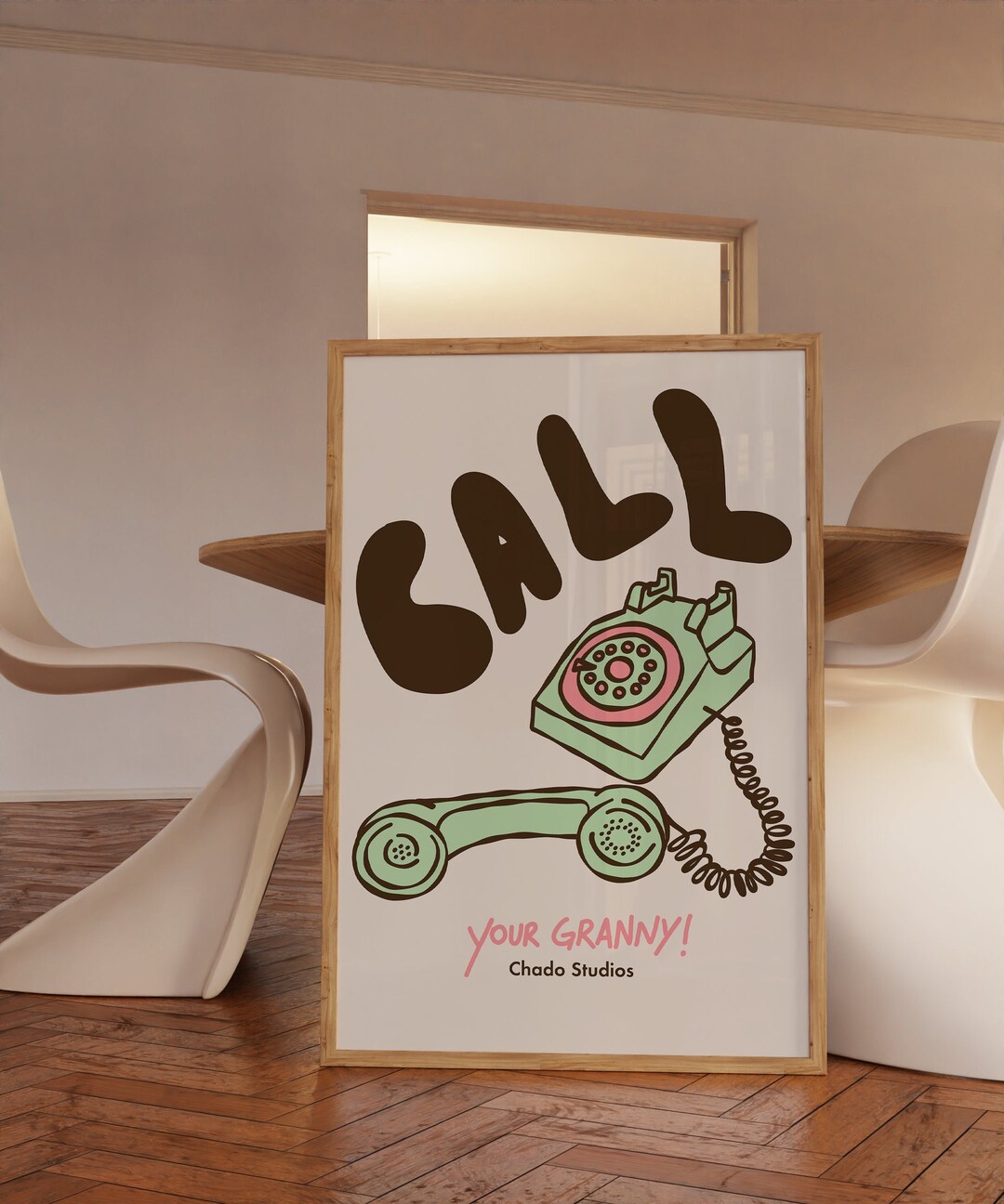 Call Your Granny Poster, Minimalistic Print for Home, Typography Wall ...