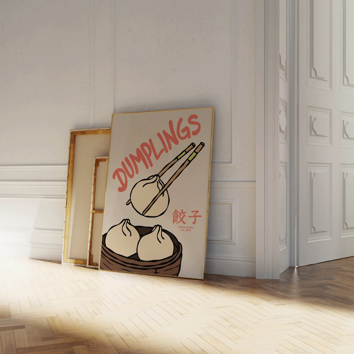 Dumplings and Gyoza Illustration Printable Kitchen Poster, Japanese ...