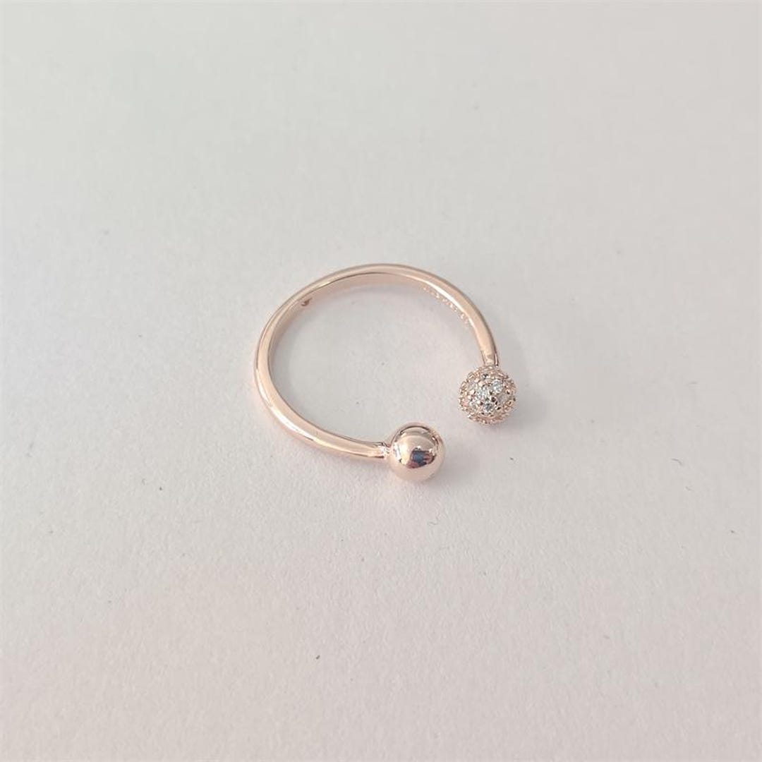 Pandora Polished & Pave Bead Open Ring Size 5 - Etsy