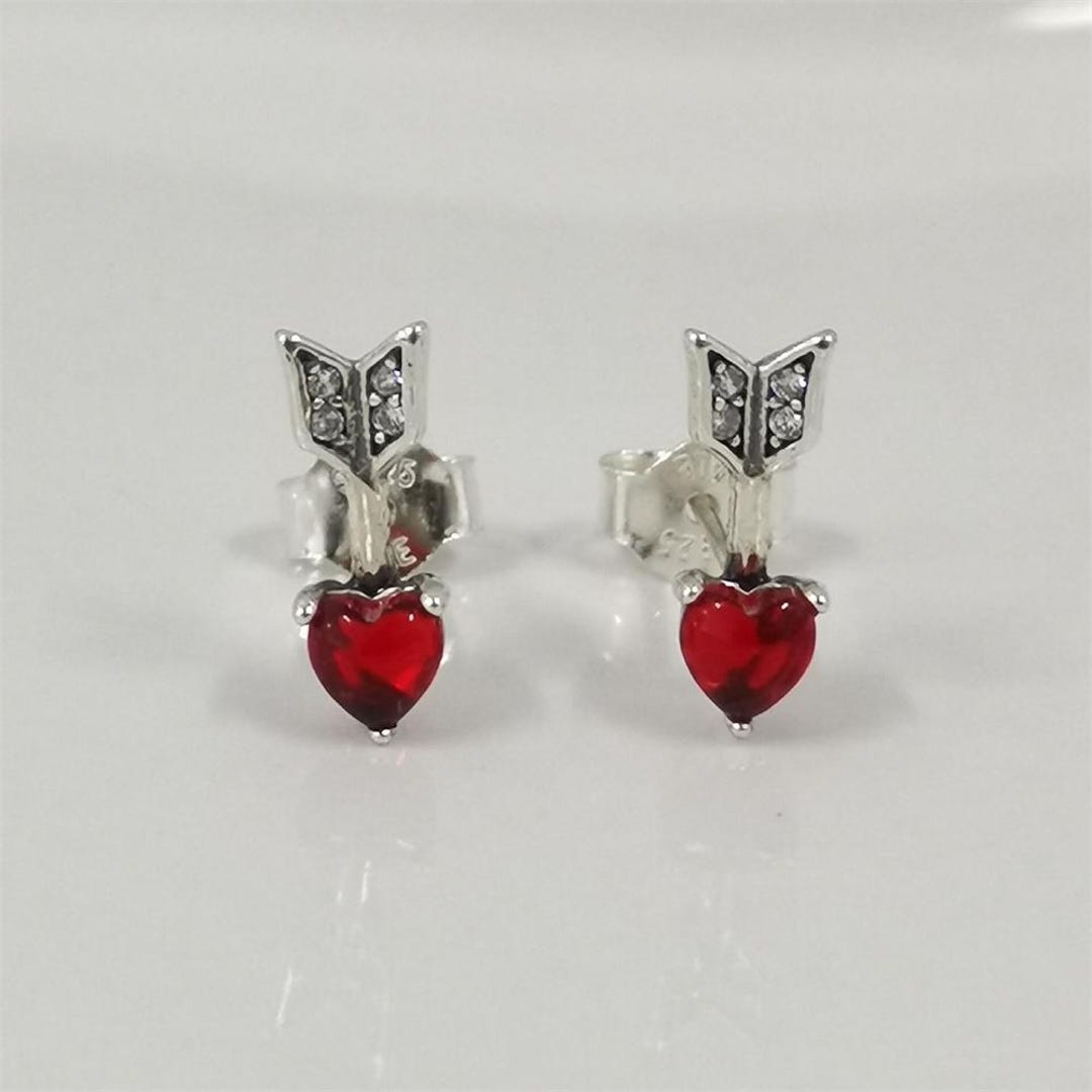 Pandora Arrow & Murano Glass Heart Stud Earrings - Etsy