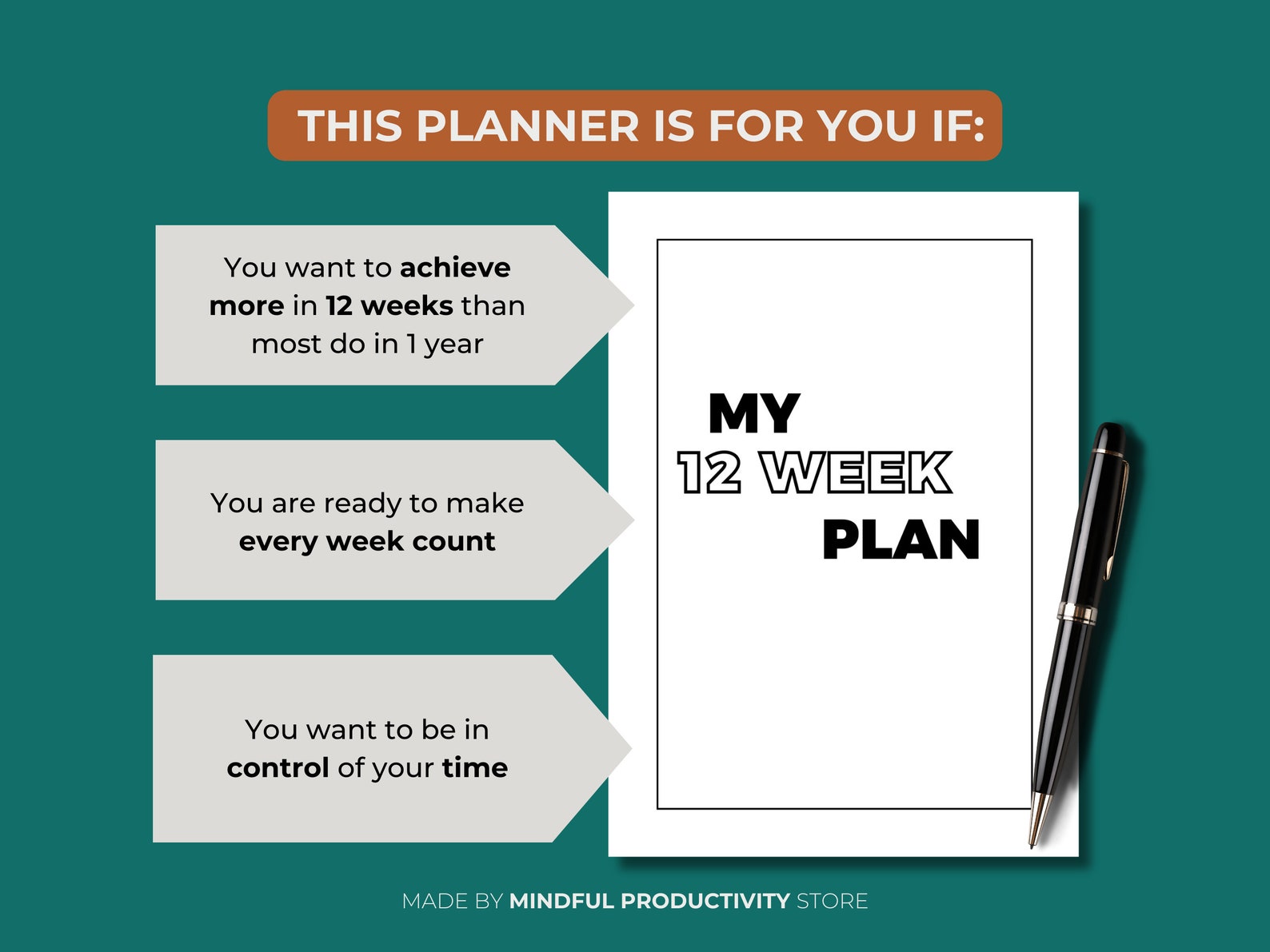 12 Week Year Planner Printable, 12 Week Planner, Digital Planner ...