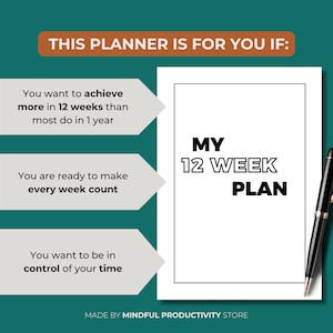 12 Week Year Planner Printable, 12 Week Planner, Digital Planner ...