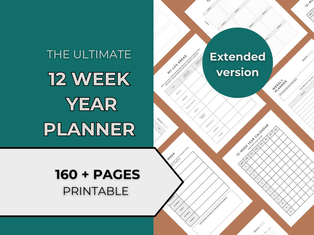 Ultimate 12 Week Year Planner Printable, 12 Week Planner Extended ...
