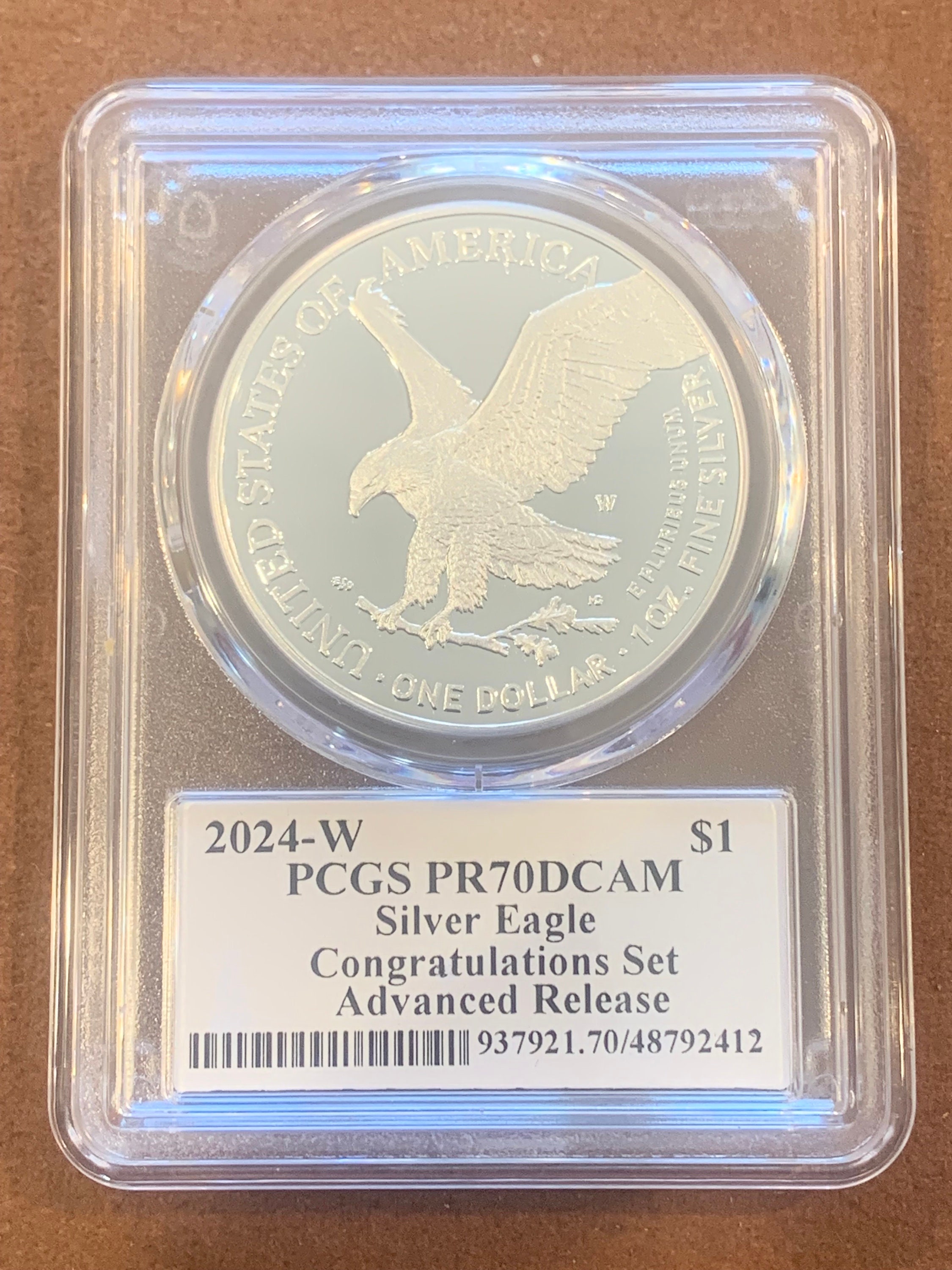 2024 W- American Silver Eagle- PCGS- PR70DCAM- Adv. Release/ Congrats ...