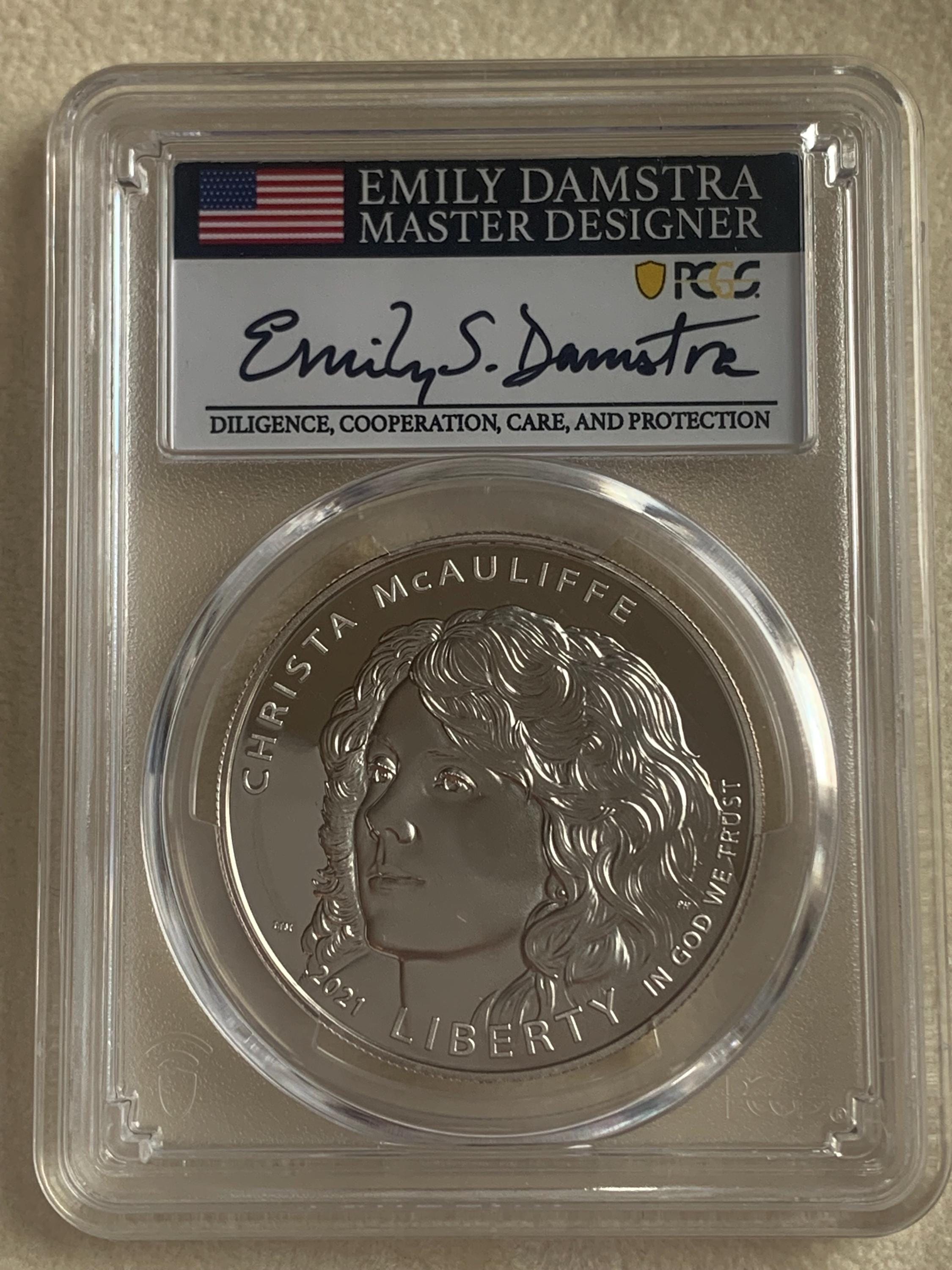 2021 P- Silver Christa Mcauliffe Comm- PCGS- PR70 DCAM- First Day of ...
