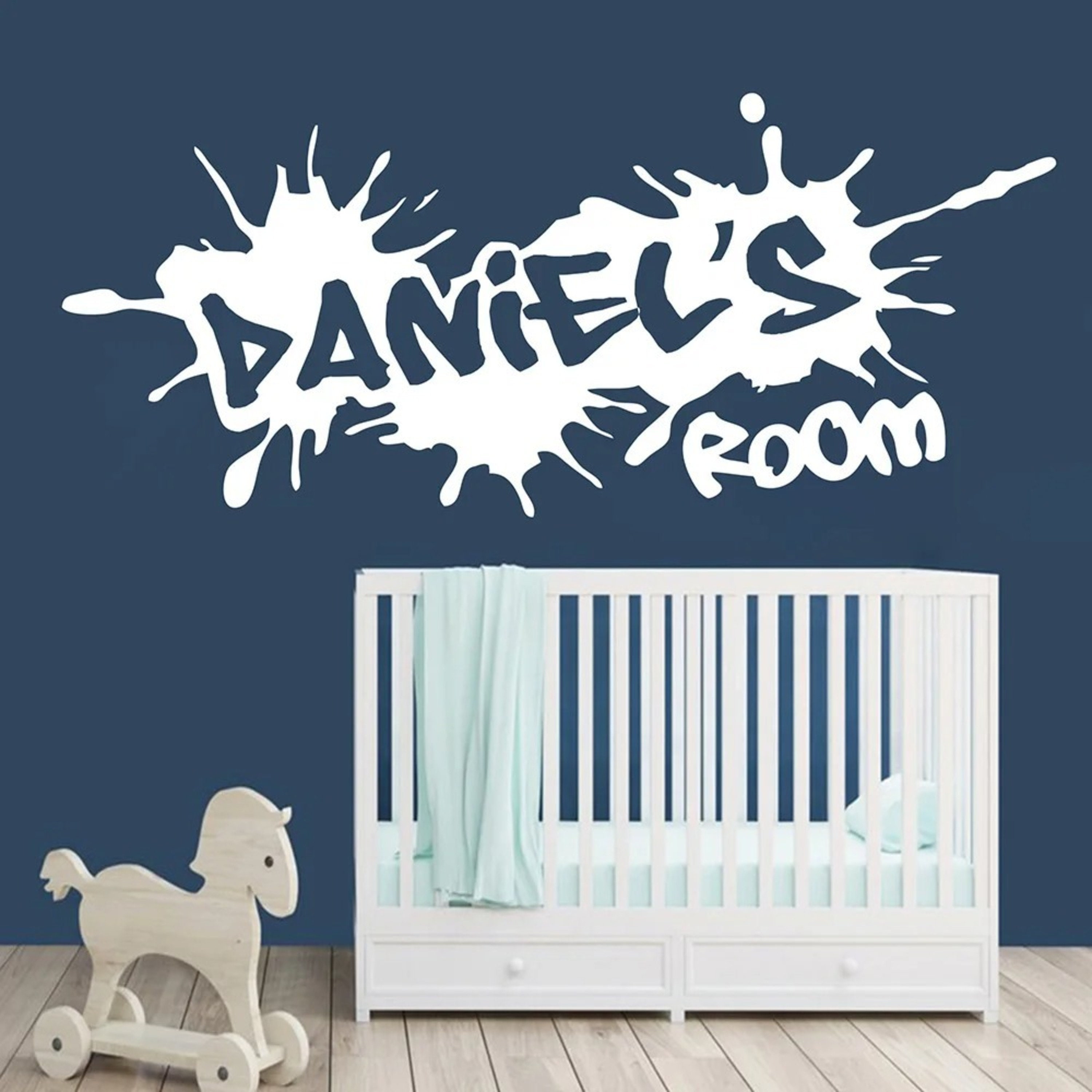 Personalized Baby Name Wall Sticker Custom Name Bat Boys Room Wall ...