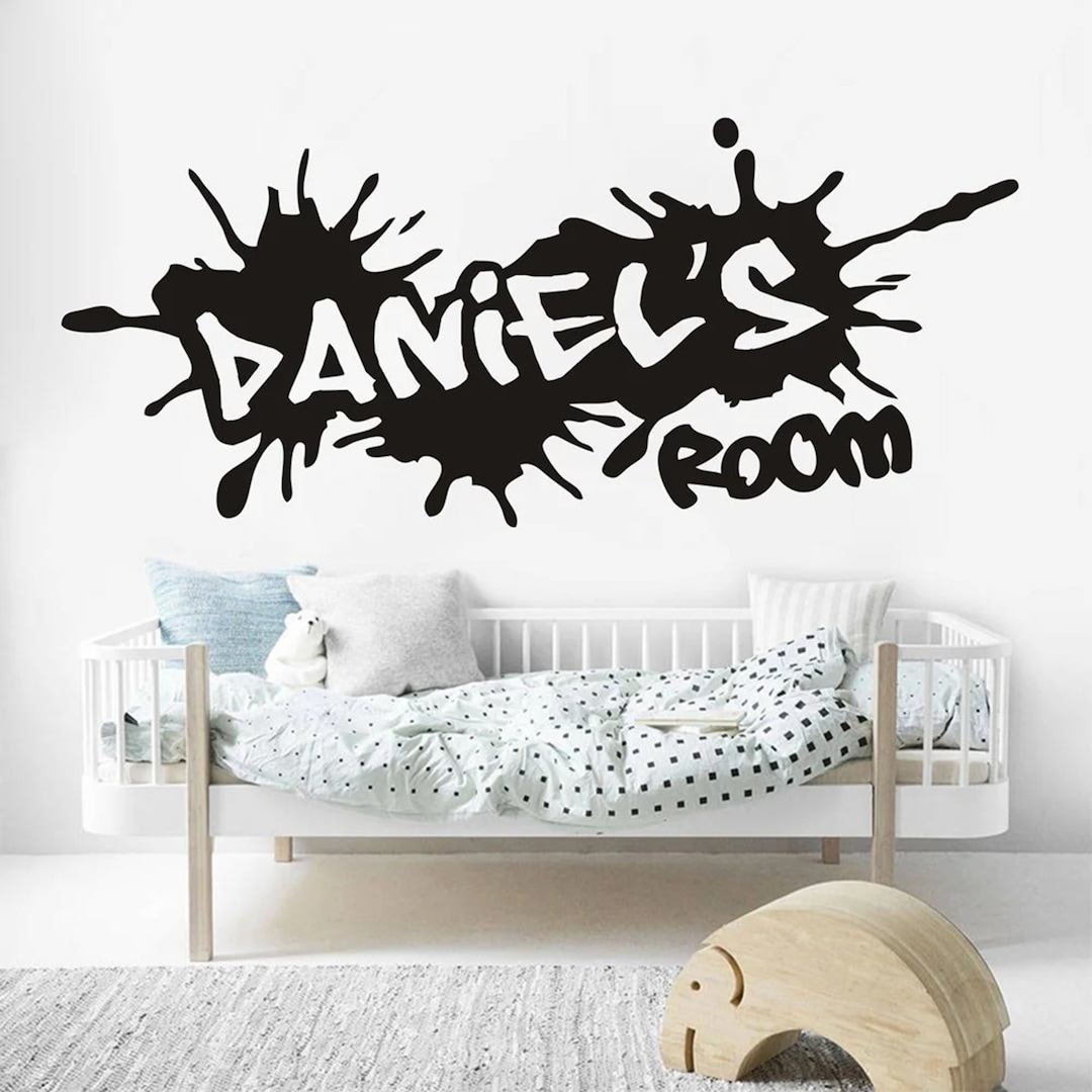 Personalized Baby Name Wall Sticker Custom Name Bat Boys Room Wall ...
