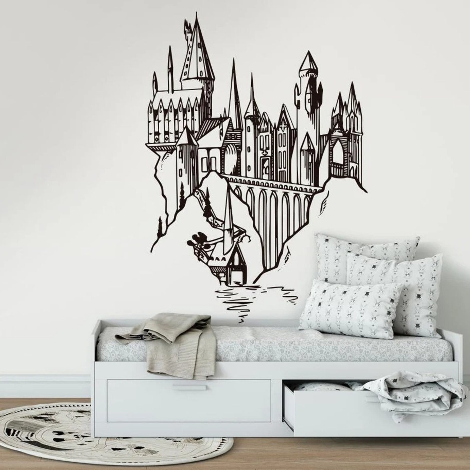 Wizard School Wall Decals Magic Wizards Nursery Wall Stickers Kids Room ...