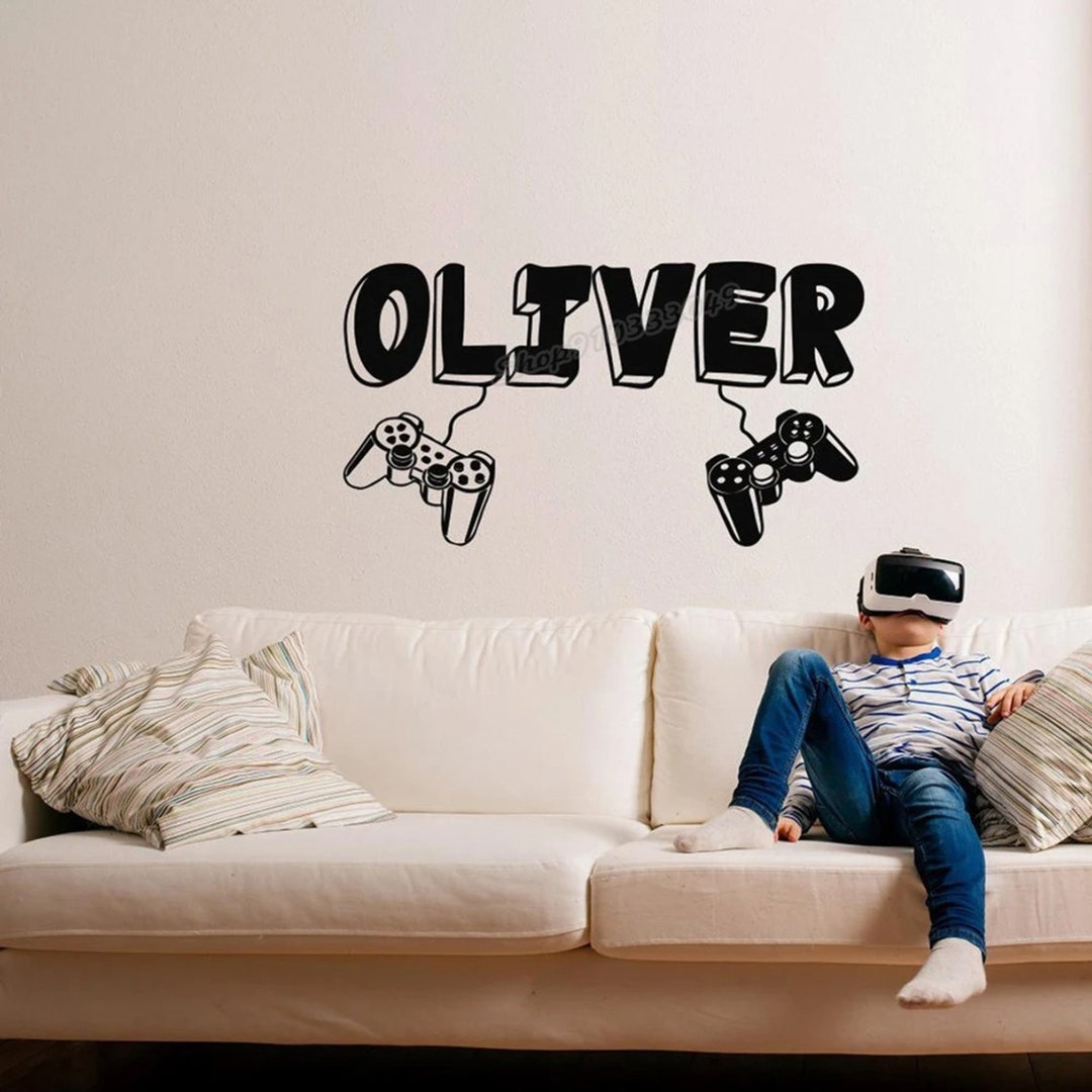 Gamer Name Wall Decal Game Controller Personalised Custom Name Wall ...