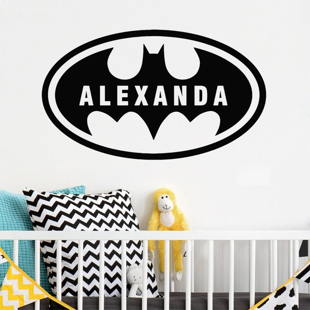 Personalized Baby Name Wall Sticker Custom Name Bat Boys Room Wall ...