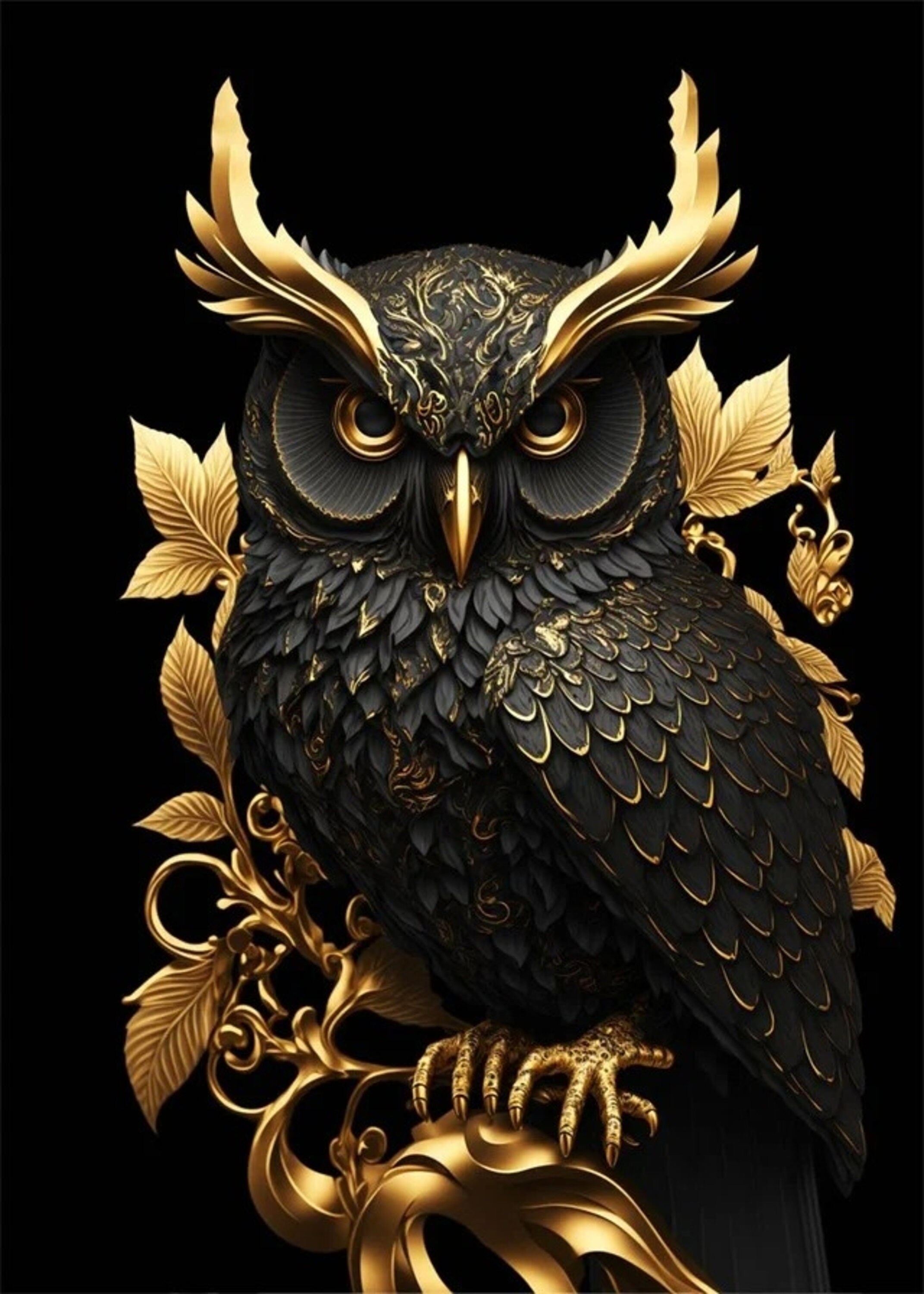 Black Gold Eagle Lion Canvas Painting Metal Poster Wall Art Nordic Deer ...