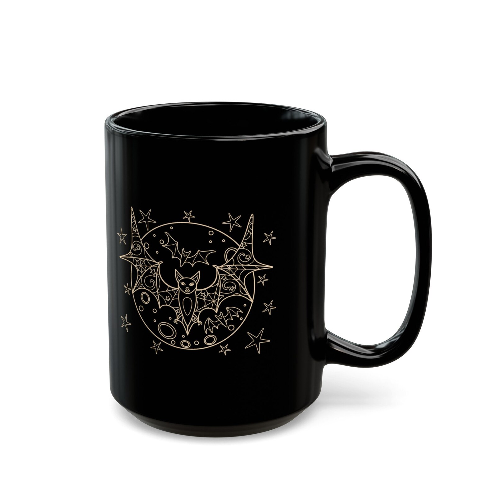 Halloween Bats Black Ceramic Mug 11oz, 15oz Bat Design Mug, Halloween ...