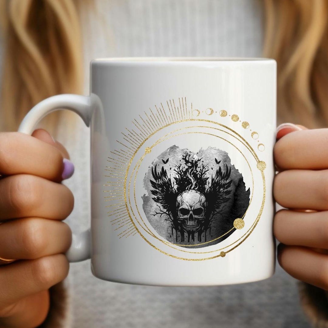 Gothic Skull Coffee Mug | Tattoo Art, 11 Oz. Size - Etsy