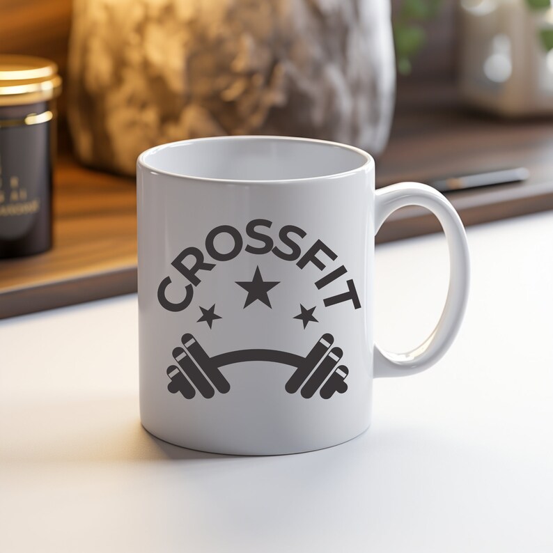 Crossfit Barbell Graphic White Ceramic Coffee Cup 11oz Weightlifters ...