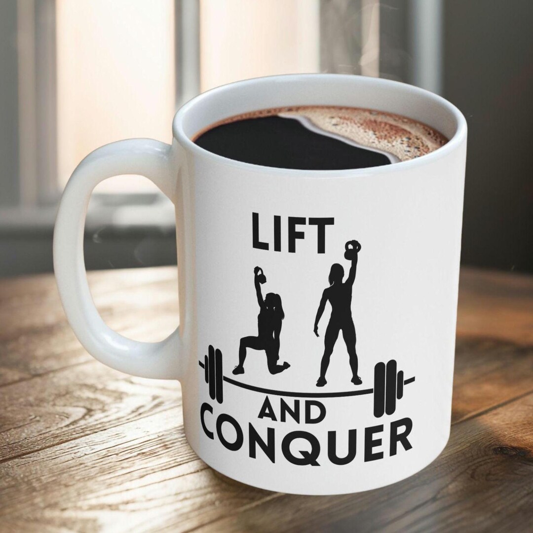 Lift and Conquer Mug, Gym Motivation, Weightlifter Gift - Etsy