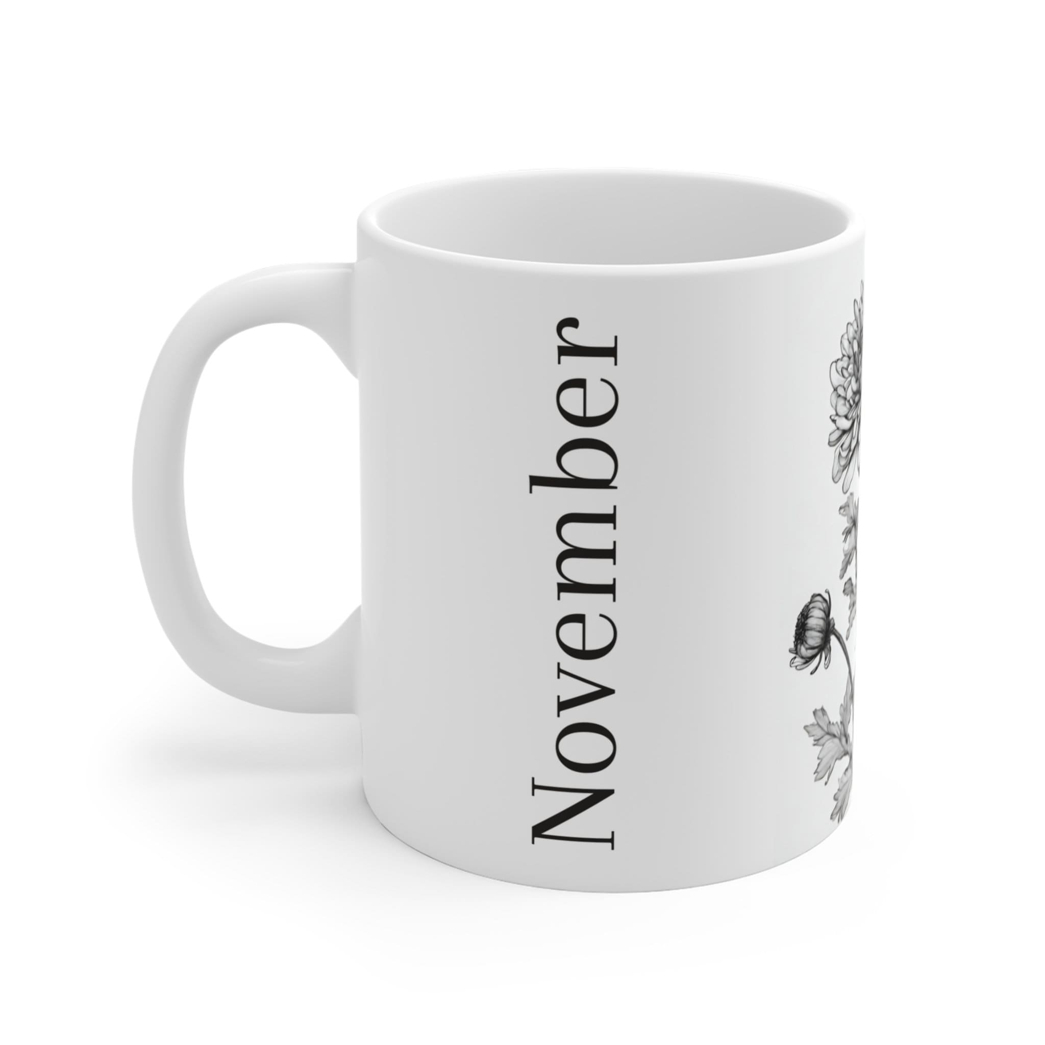 November Birth Flower Chrysanthemums White Ceramic Mug, 11 Oz. Size - Etsy
