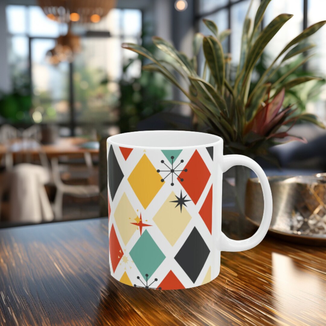 50's Retro Pattern Mug 11oz, Retro Gifts for Her or Him, Retro Coffee ...