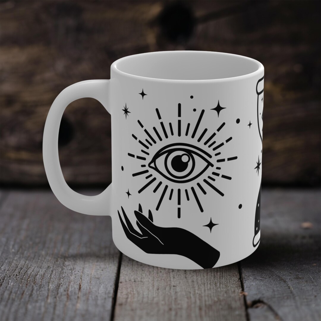 All Seeing Eye Hourglass Black & White Ceramic Mug | 11 Oz. Size - Etsy