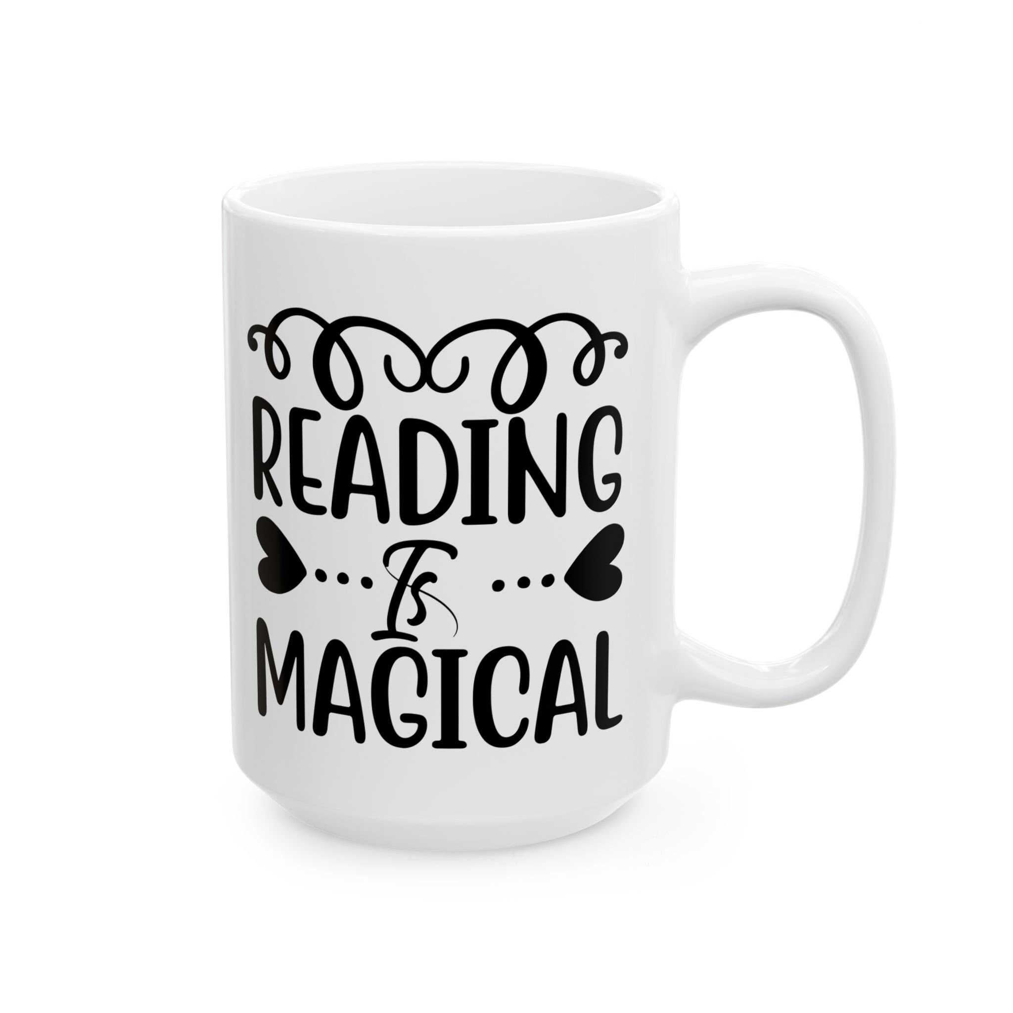 Reading is Magical White Ceramic Mug 11 & 15 Oz. Book Lover Coffee Cup ...