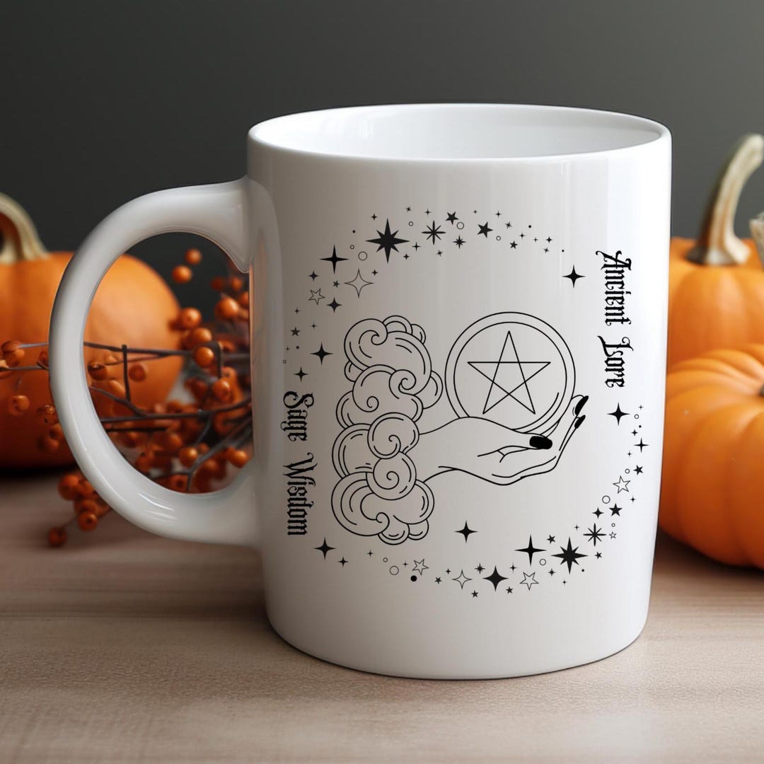Pentacle, Sage Wisdom Ancient Lore Quote White Ceramic Mug | 11 Oz ...