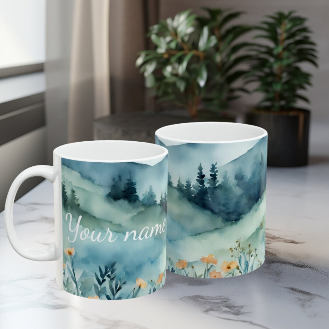 Personalized Spring Ceramic Mug 11oz | Watercolor Cup | Spring Gift ...