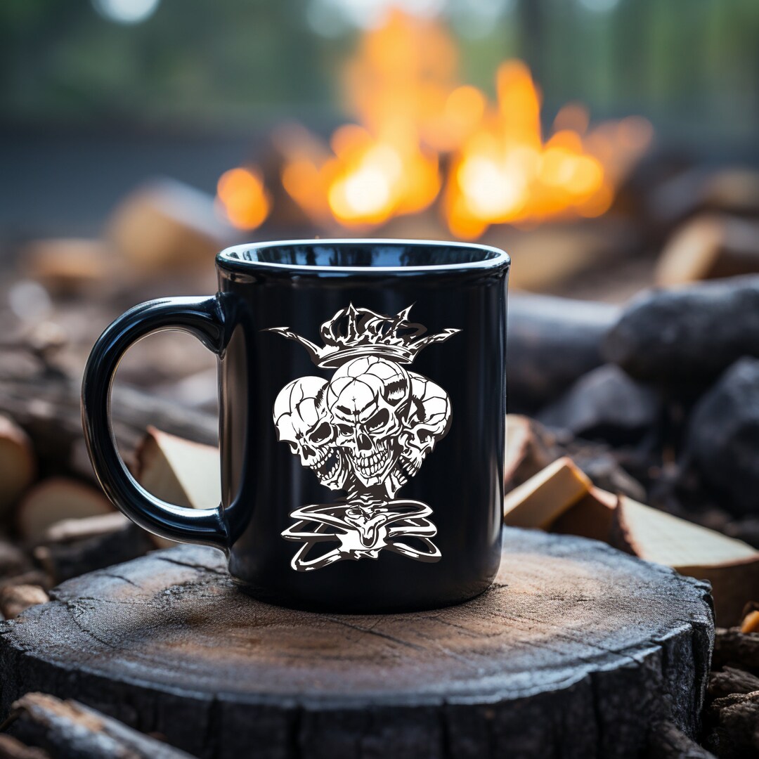Gothic Skulls With a Crown Black Ceramic Mug 11oz, 15oz Goth Design Mug ...