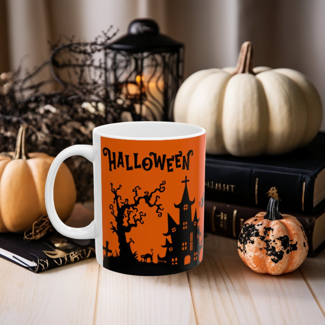 Halloween Scene 11oz Coffee Mug, Halloween Coffee Cup, Cool Fall Gifts ...