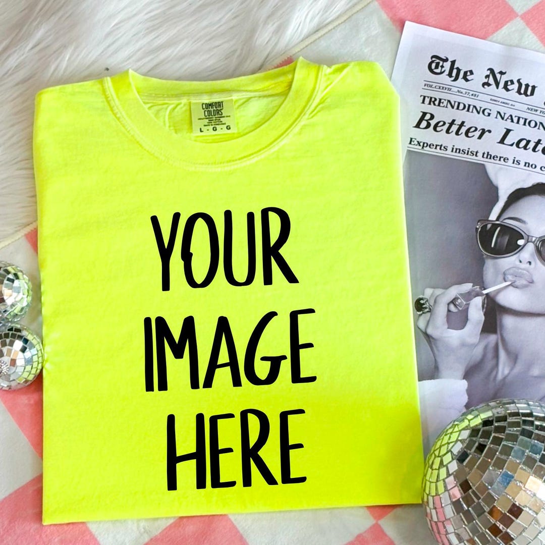 Neon Lemon Comfort Colors Shirt Mockup: Preppy Spring Design (PNG) - Etsy