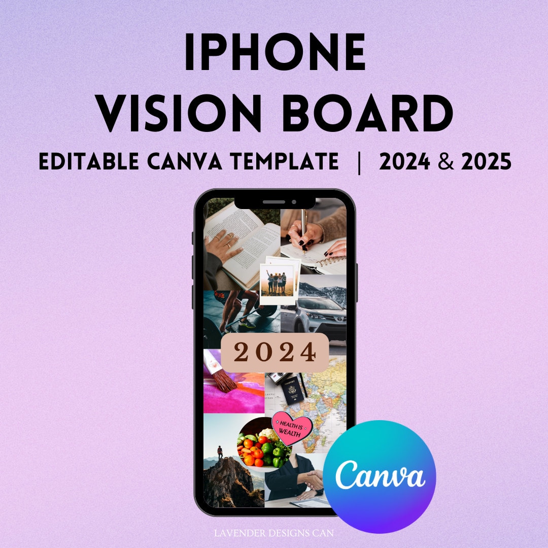 IPhone Vision Board, Canva Template, Goal Visualization, Customizable ...