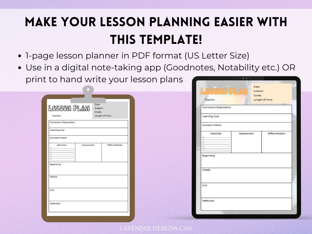 Teacher Lesson Plan Template, Printable and Digital Daily Lesson ...