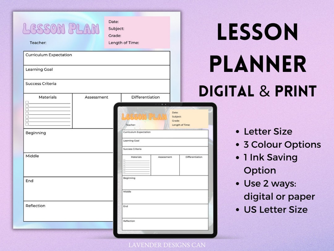 Teacher Lesson Plan Template, Printable and Digital Daily Lesson ...