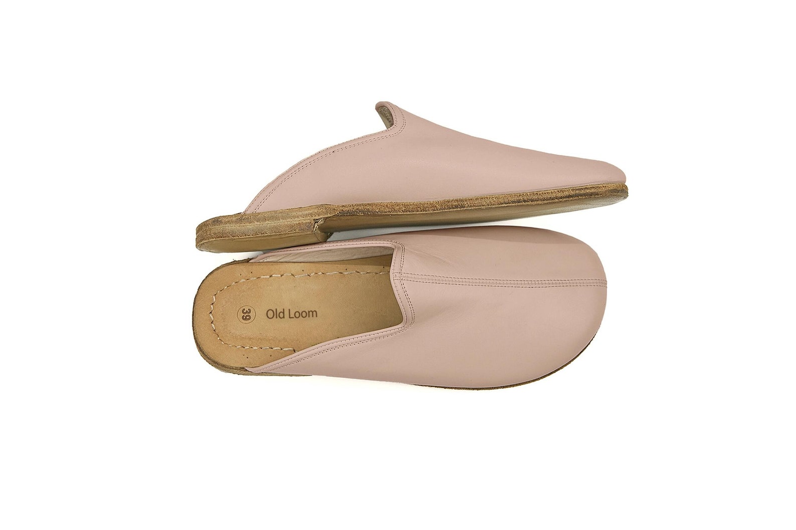Women's Handmade Wide Toe Box Slippers - Powder Genuine Leather ...