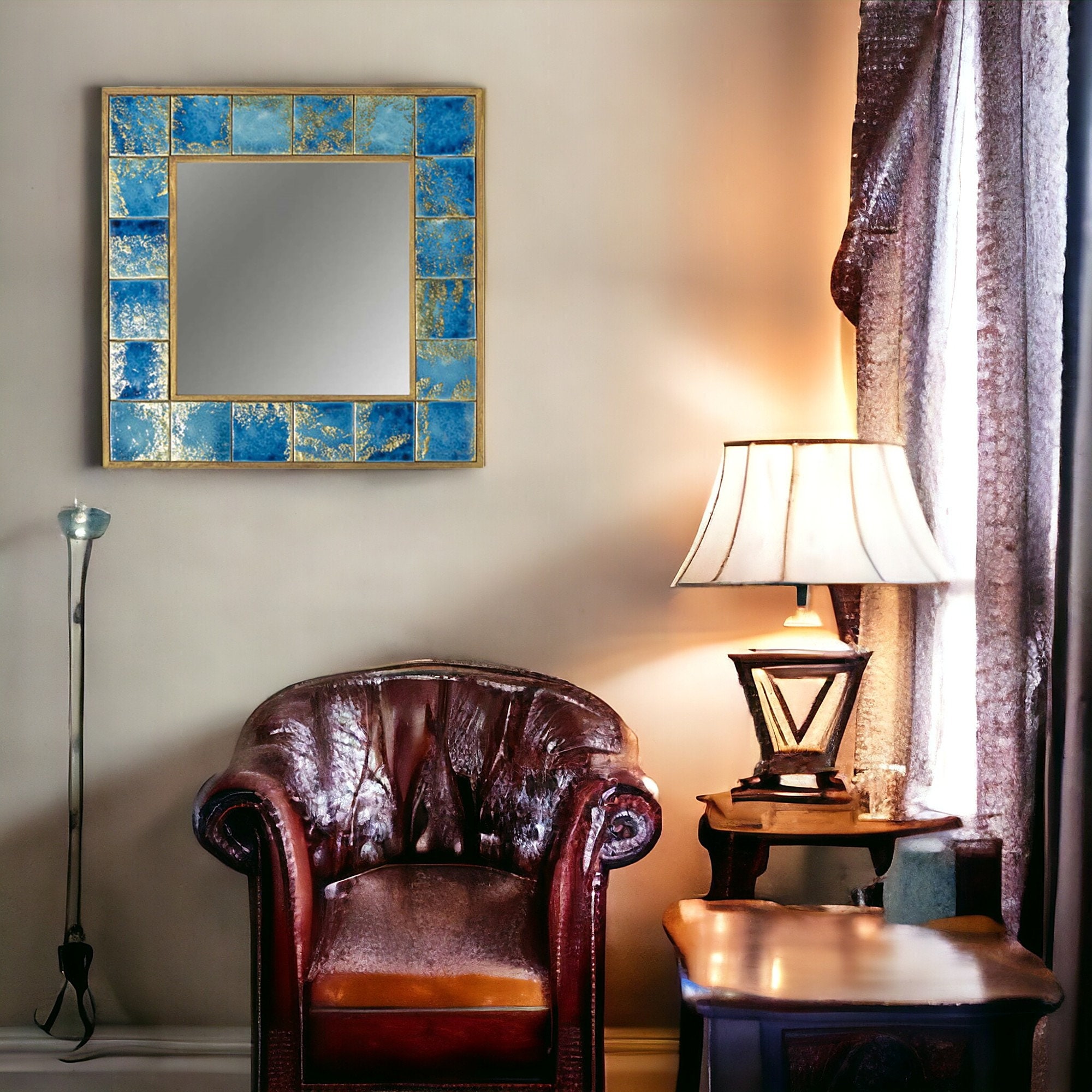 Wall Hanging Mirror, Handmade Tile Turkish Mirror, Stone Framed Mirror ...