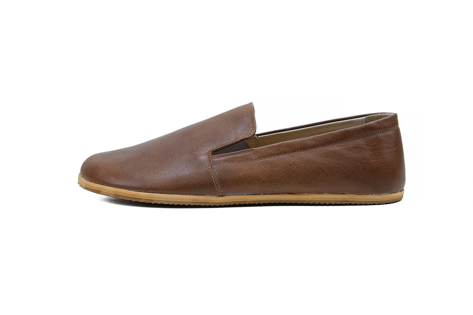 Women's Handmade Tan Barefoot Zero Drop Sole Slip-ons - Organic Leather ...