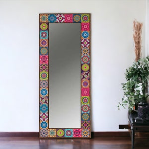 Wall Hanging Mirror, Turkish Handcrafted Multicolor Tile Ceramic Stone ...