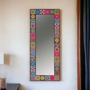 Wall Hanging Mirror, Turkish Handcrafted Multicolor Tile Ceramic Stone ...