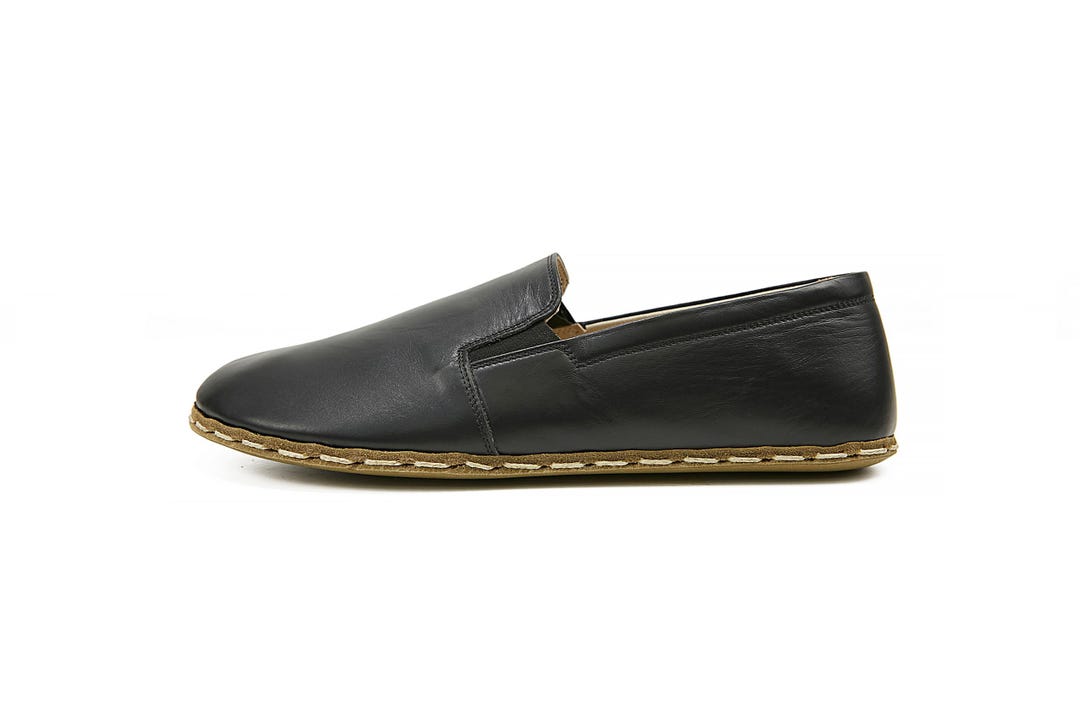 Women's Handmade Black Barefoot Zero Drop Sole Slip-ons - Organic ...