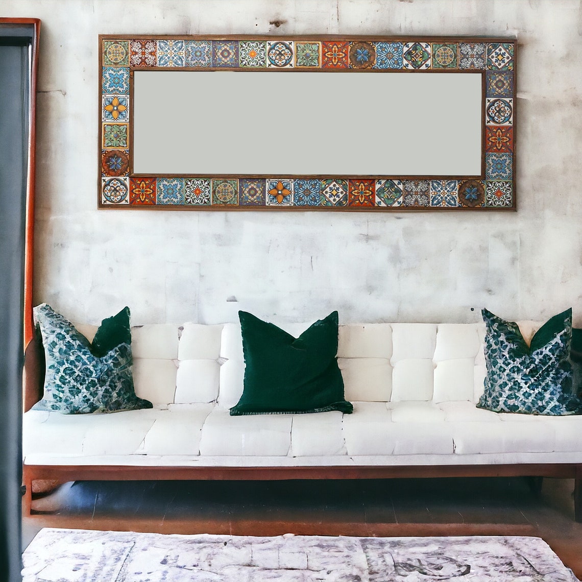 Turkish Handcrafted Tile Stone Full Length Mirror Decorative Multicolor ...