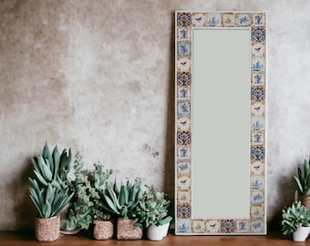 Turkish Handcrafted Tile Stone Full Length Mirror Decorative Multicolor ...