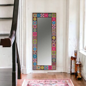 Wall Hanging Mirror, Turkish Handcrafted Multicolor Tile Ceramic Stone ...