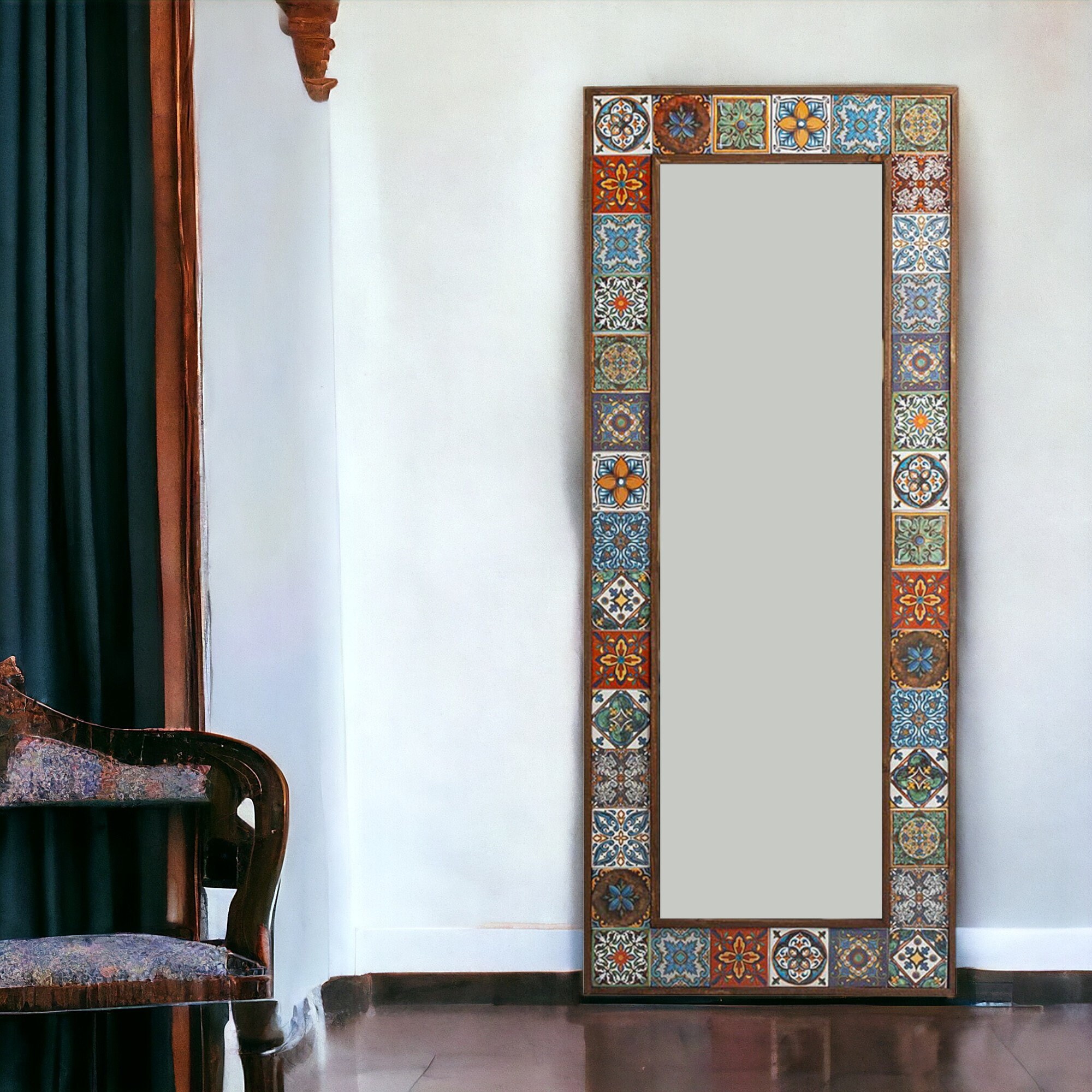 Turkish Handcrafted Tile Stone Full Length Mirror Decorative Multicolor ...
