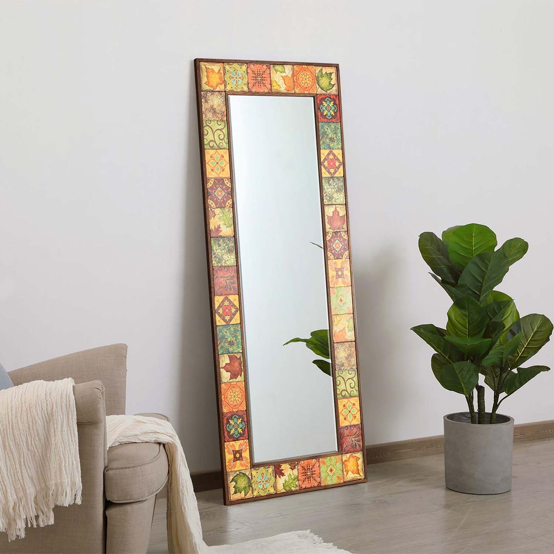 Handcrafted Turkish Ceramic Tile Mirror: Bohemian Wall Decor, Full ...