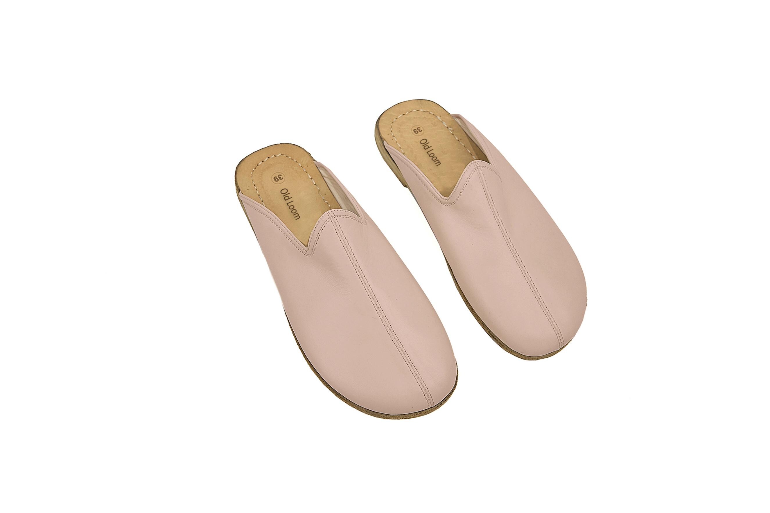 Women's Handmade Wide Toe Box Slippers - Powder Genuine Leather ...