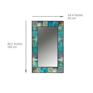 Wall Hanging Mirror, Turkish Handcrafted Blue Tile Ceramic Stone Large ...