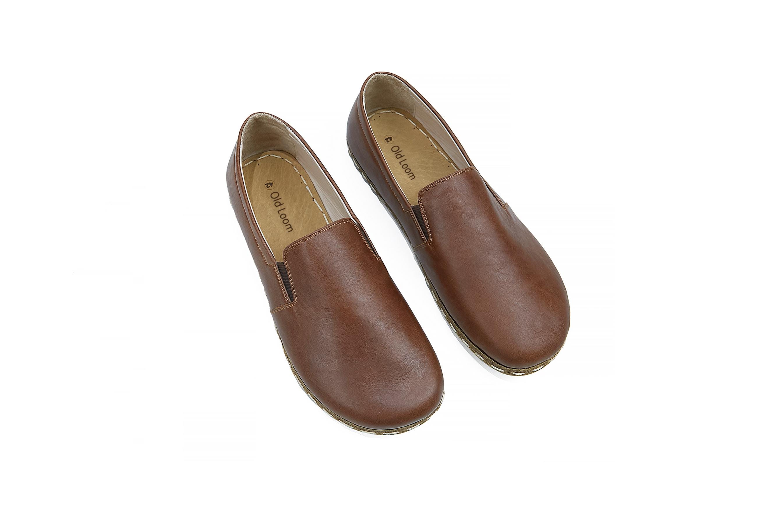Women's Handmade Brown Barefoot Zero Drop Sole Slip-ons - Organic ...
